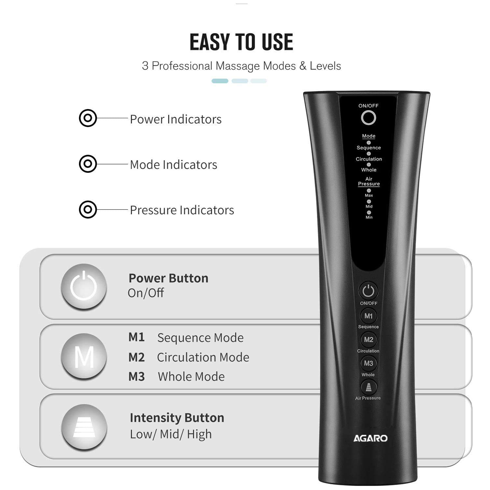 Buy Agaro Magma Leg Massager 3 Massage Mode 33511 Black Online Croma